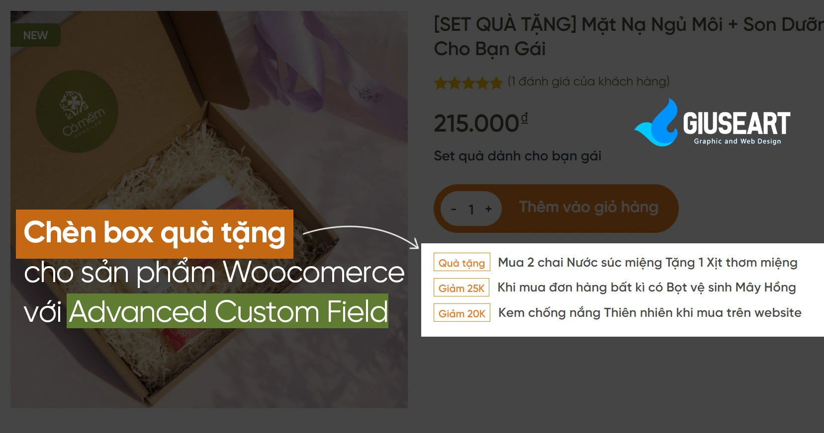 Chèn box khuyến mại cho trang chi tiết sản phẩm Woocommerce | Giuseart.com